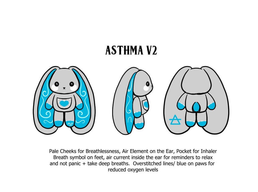 Plushie Dreadfuls - Asthma Rabbit V2 - Plush Stuffed Animal | Mysterious